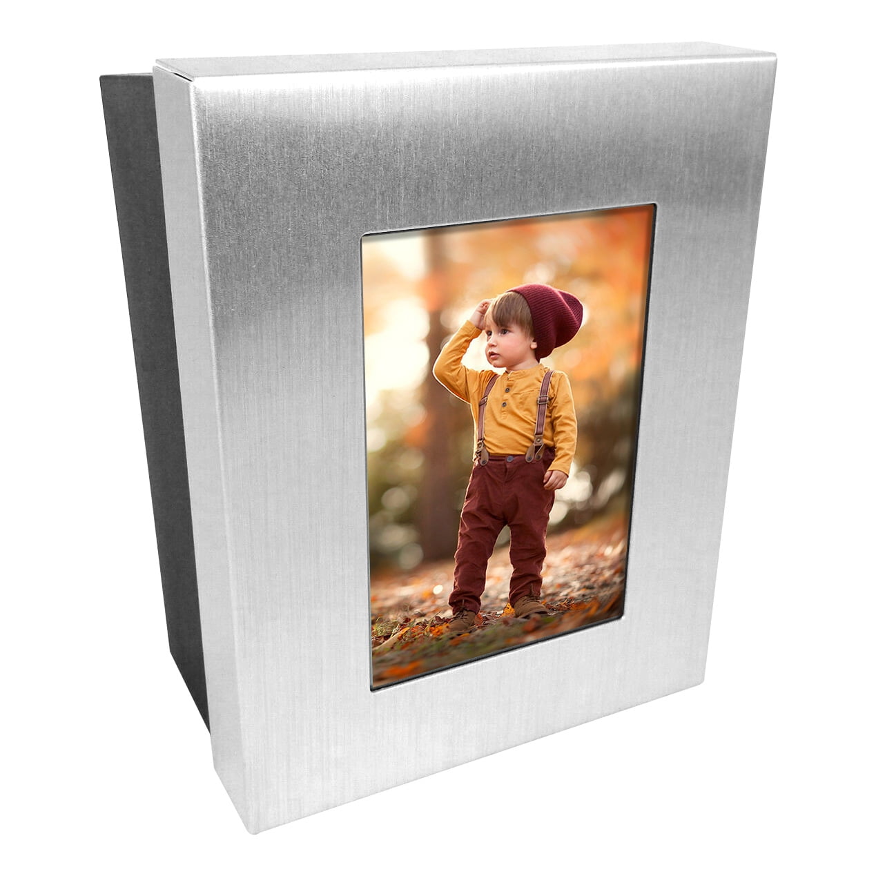 Photo Storage Box with Picture Frame Cover, 2.5" x 3.5", Aluminum Lid ...
