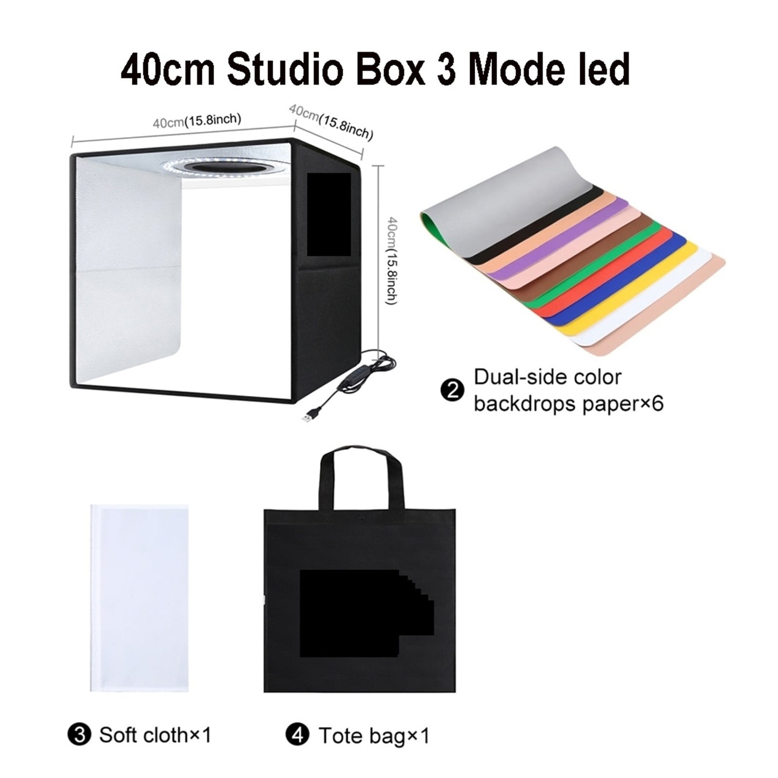 Photo Studio Box 25 30 40cm Photo Light Box Foldable Photography Ring ...