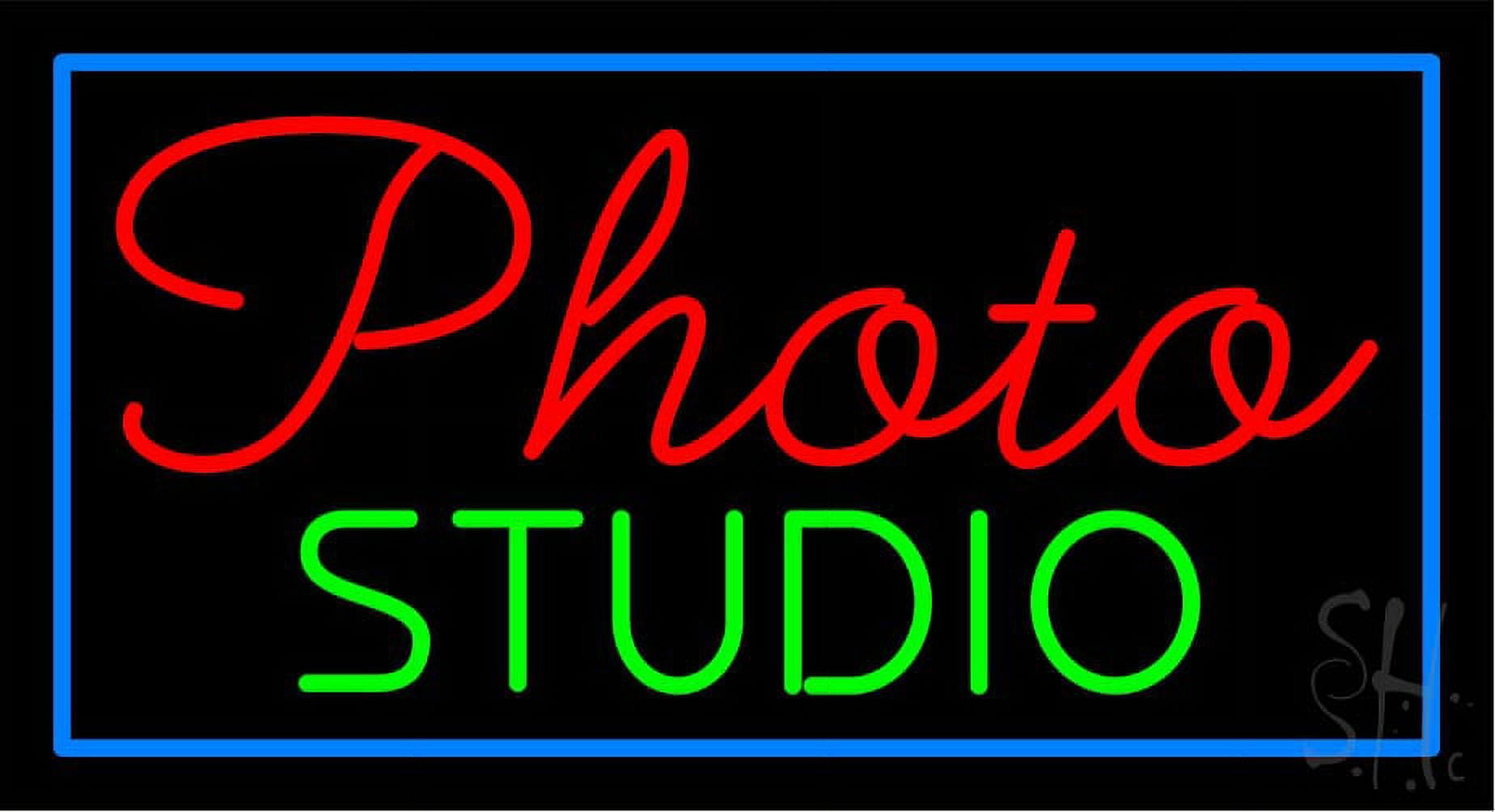 Photo Studio LED Neon Sign 13 x 24 - inches, Black Square Cut Acrylic ...