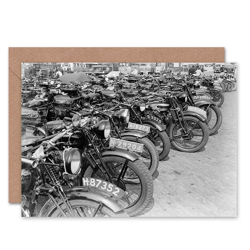 Photo Vintage Transport Old Motorbikes Motorcycles Greetings Card Plus ...