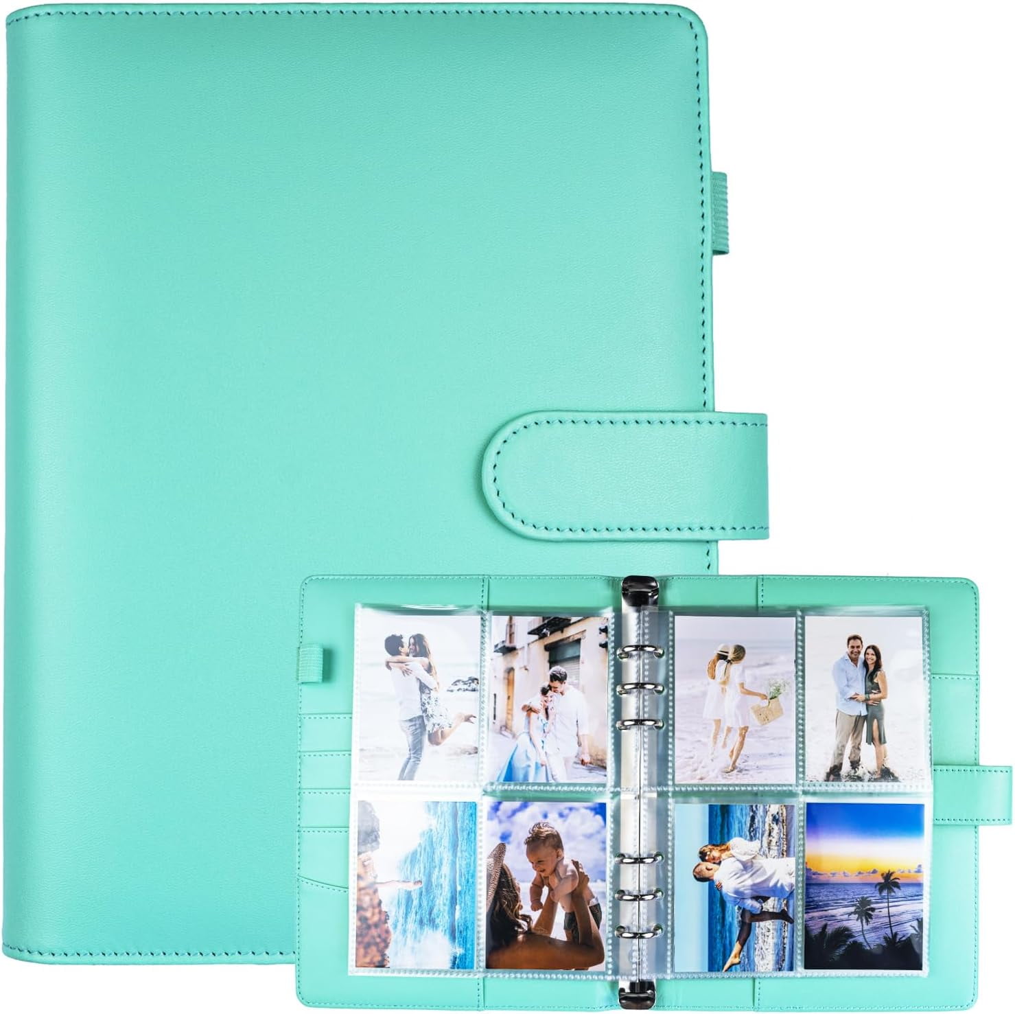 Photo card binder with 30 4-pocket card pages, 6 circular binders, A5 ...