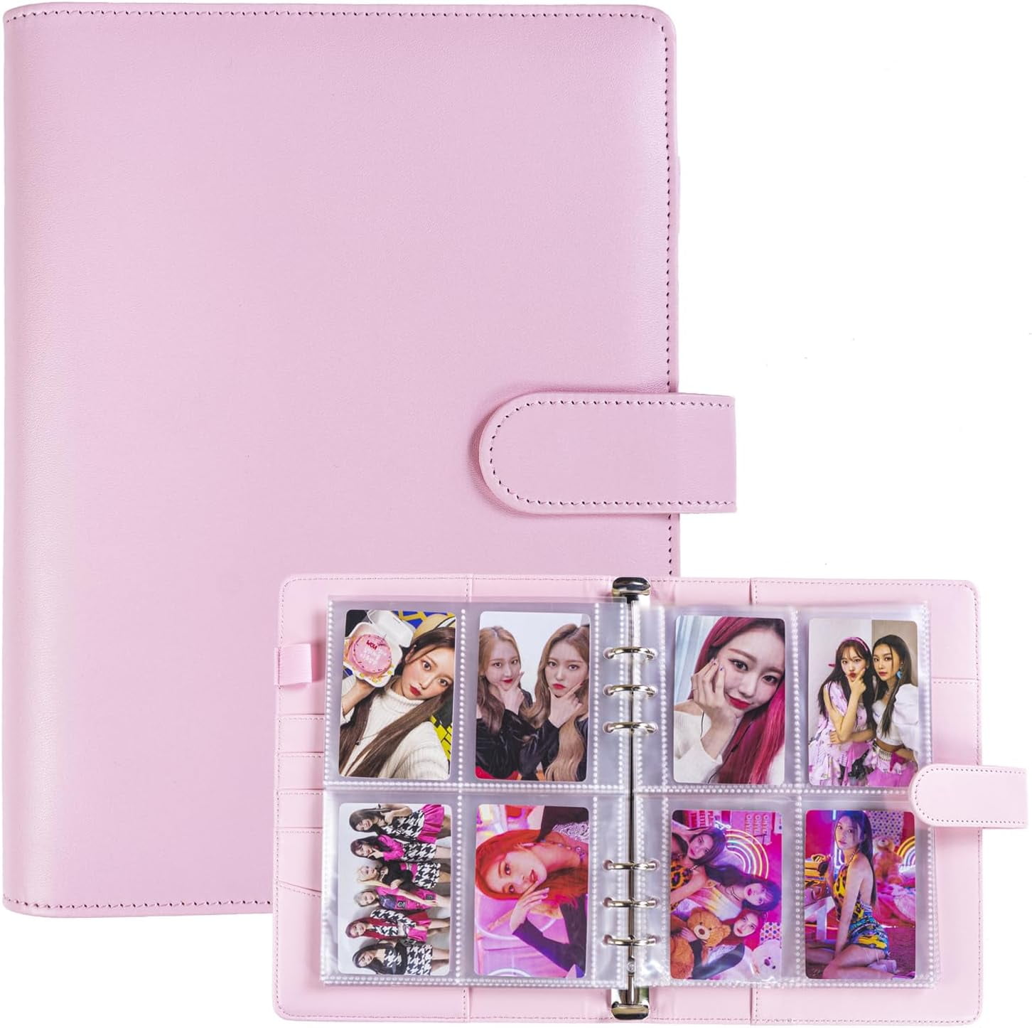 Photo card binder with 30 4-pocket card pages, 6 circular binders, A5 ...