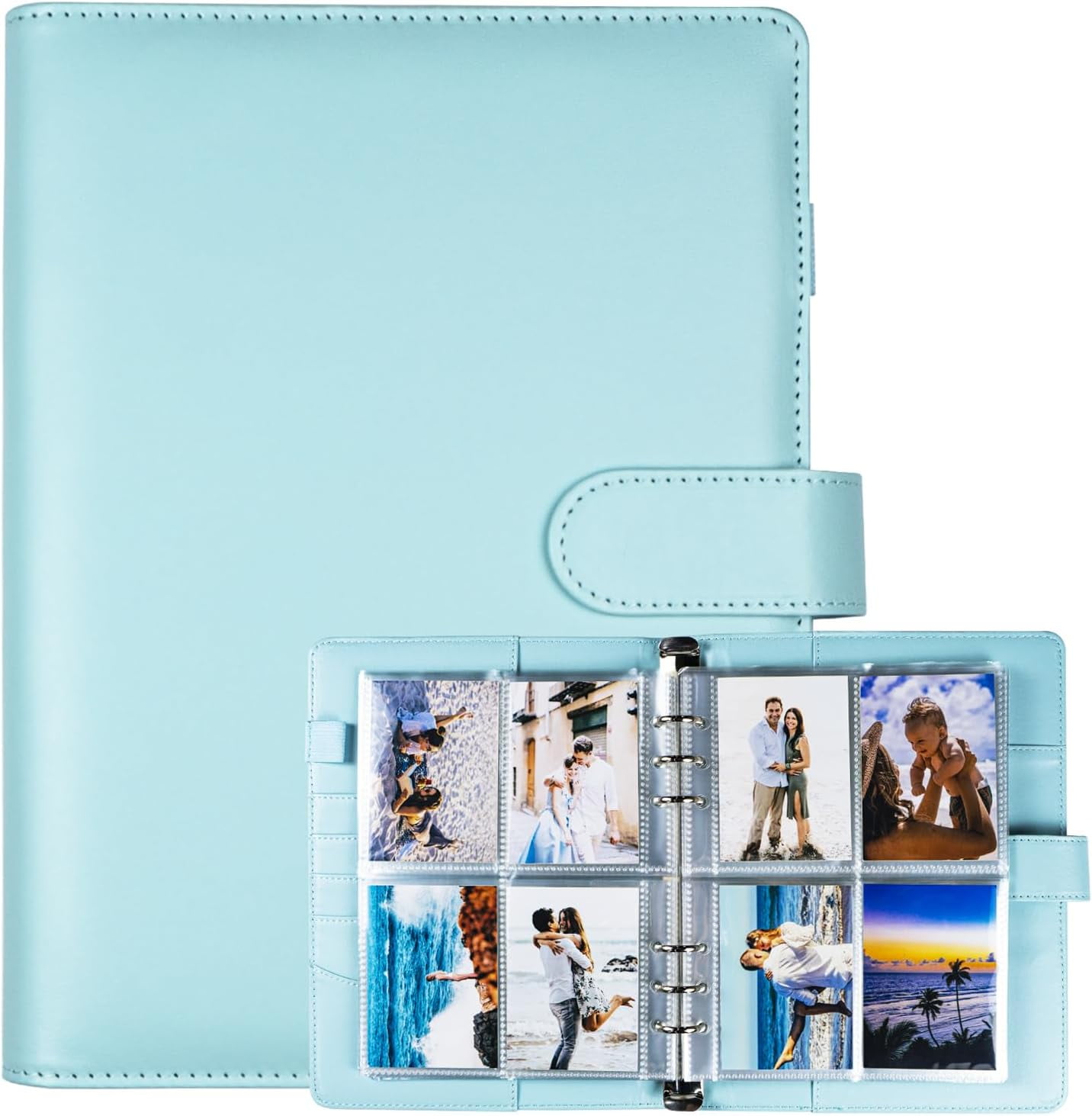 Photo card binder with 30 4-pocket card pages, 6 circular binders, A5 ...