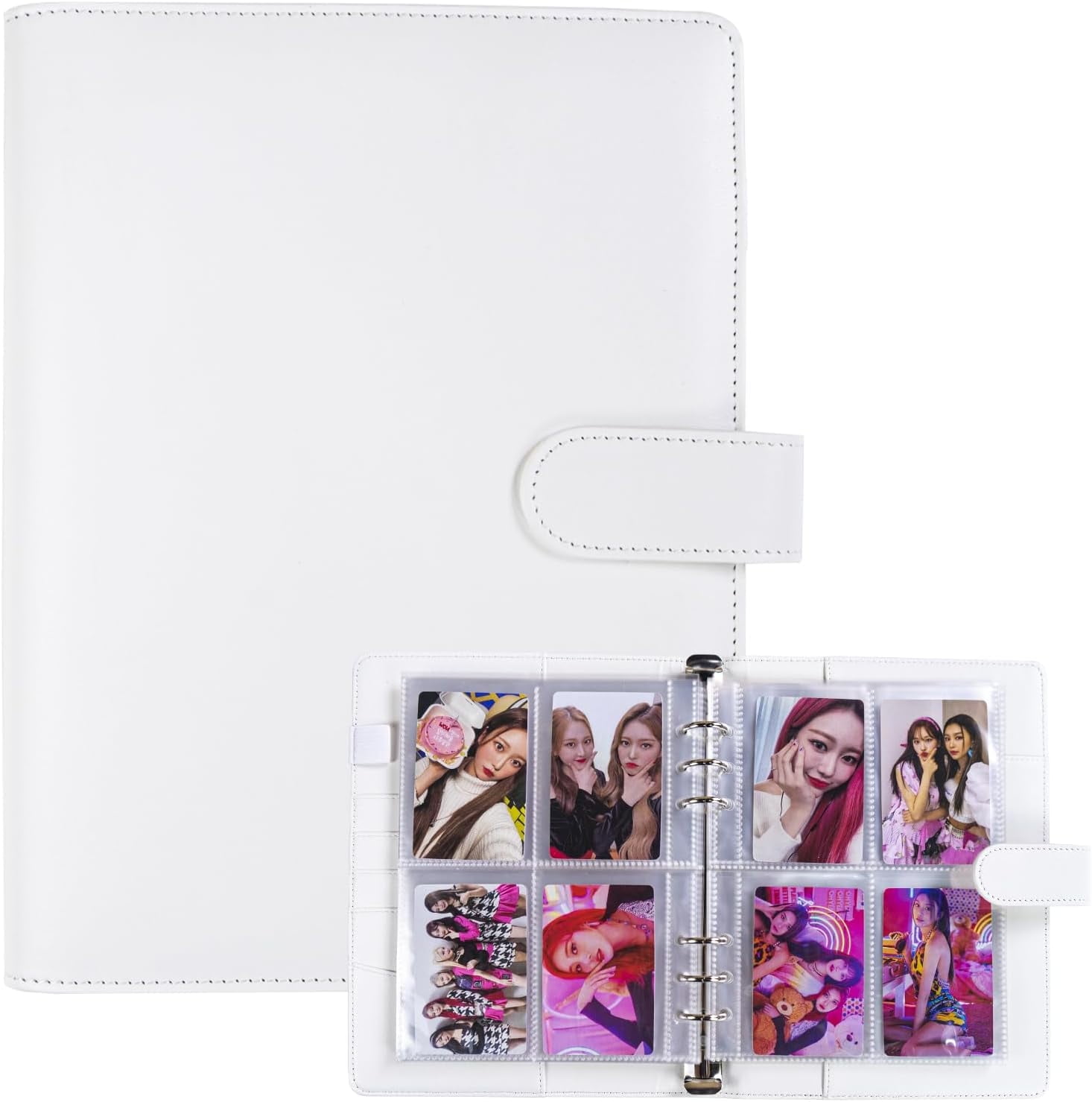 Photo card binder with 30 4-pocket card pages, 6 circular binders, A5 ...