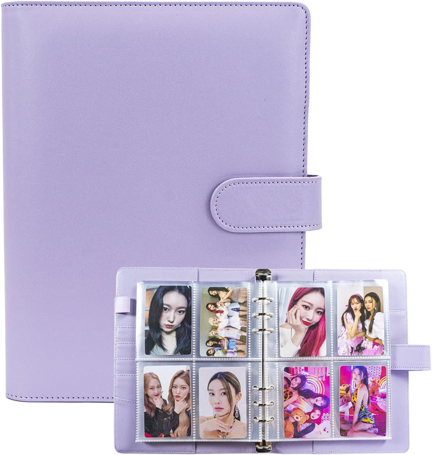 Photo card binder with 30 4-pocket card pages, 6 circular binders, A5 ...