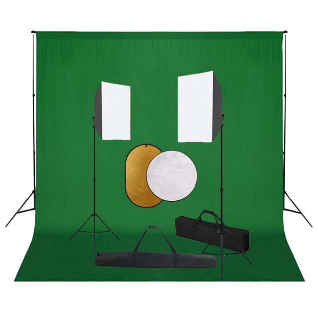 Photo studio set with softboxes, background system and reflector ...
