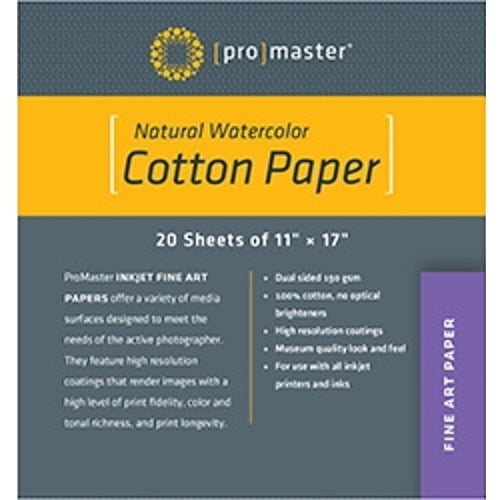 PhotoImage Artiste Fine Art Inkjet Paper - 100% Cotton - 11 x 17'' - 20 ...