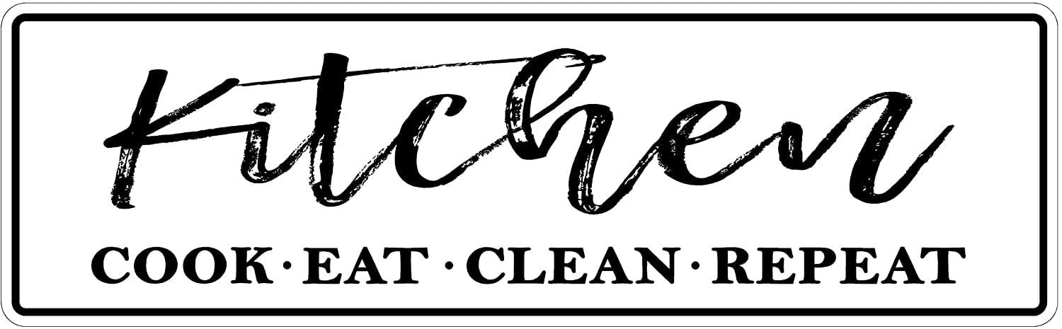 PhotoSteel Cook Eat Clean Repeat - Kitchen Home Decor Wall Sign : White ...