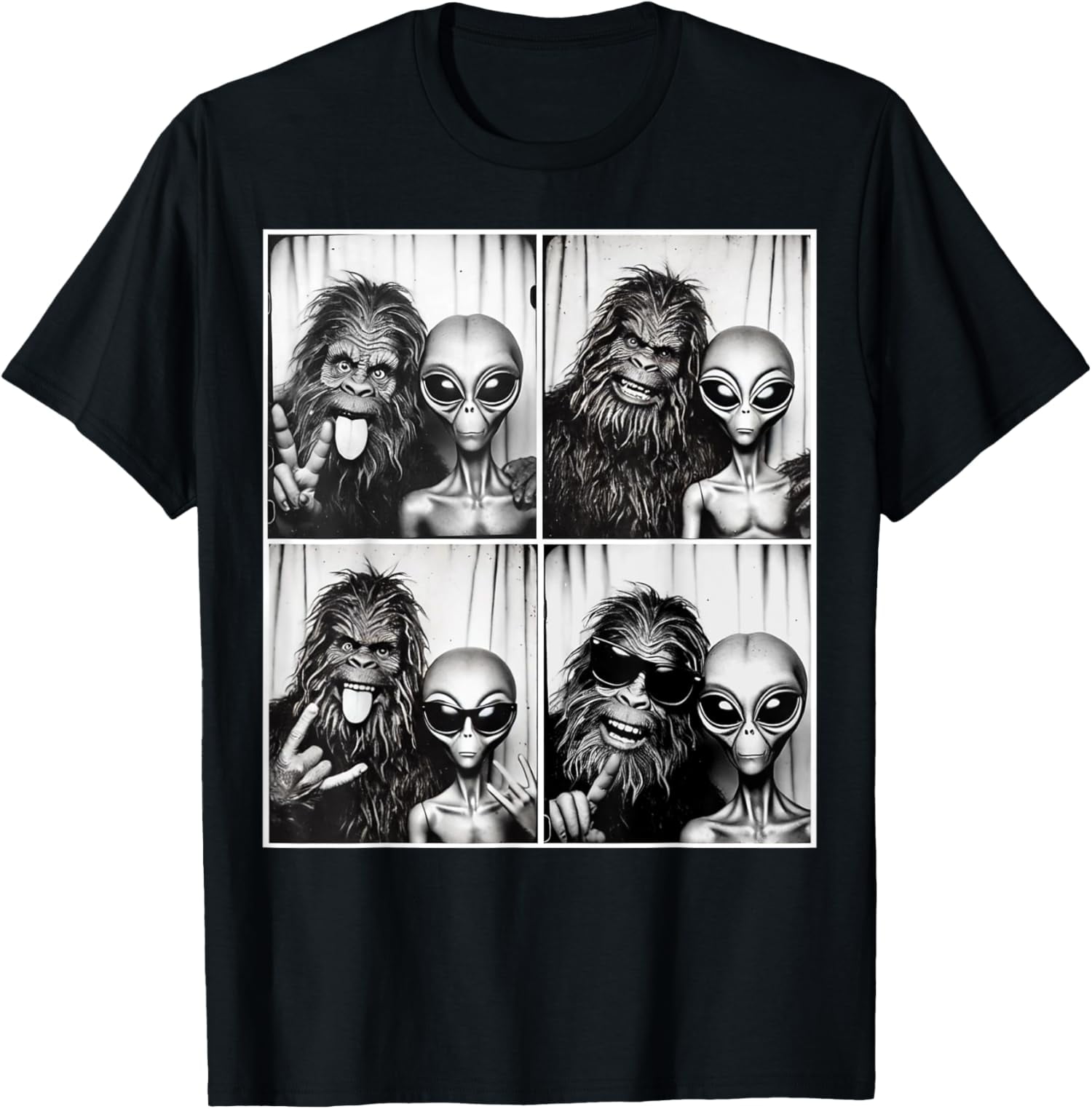 Photobooth Photo Sasquatch UFO Bigfoot And Alien Unisex T-Shirt ...