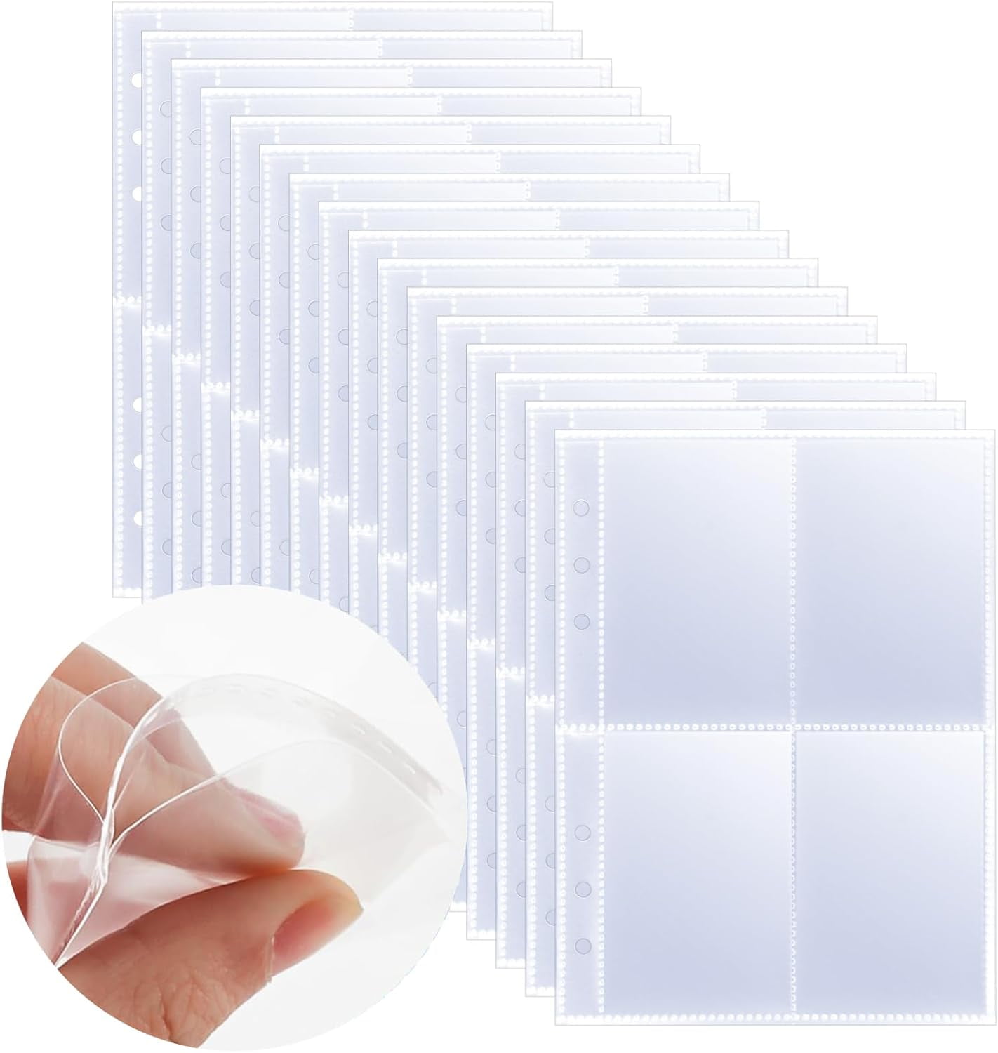 Photocard Sleeves 50 Pack 400 Pockets 6 Ring A5 Binder Sleeves 2.5x3.5 ...