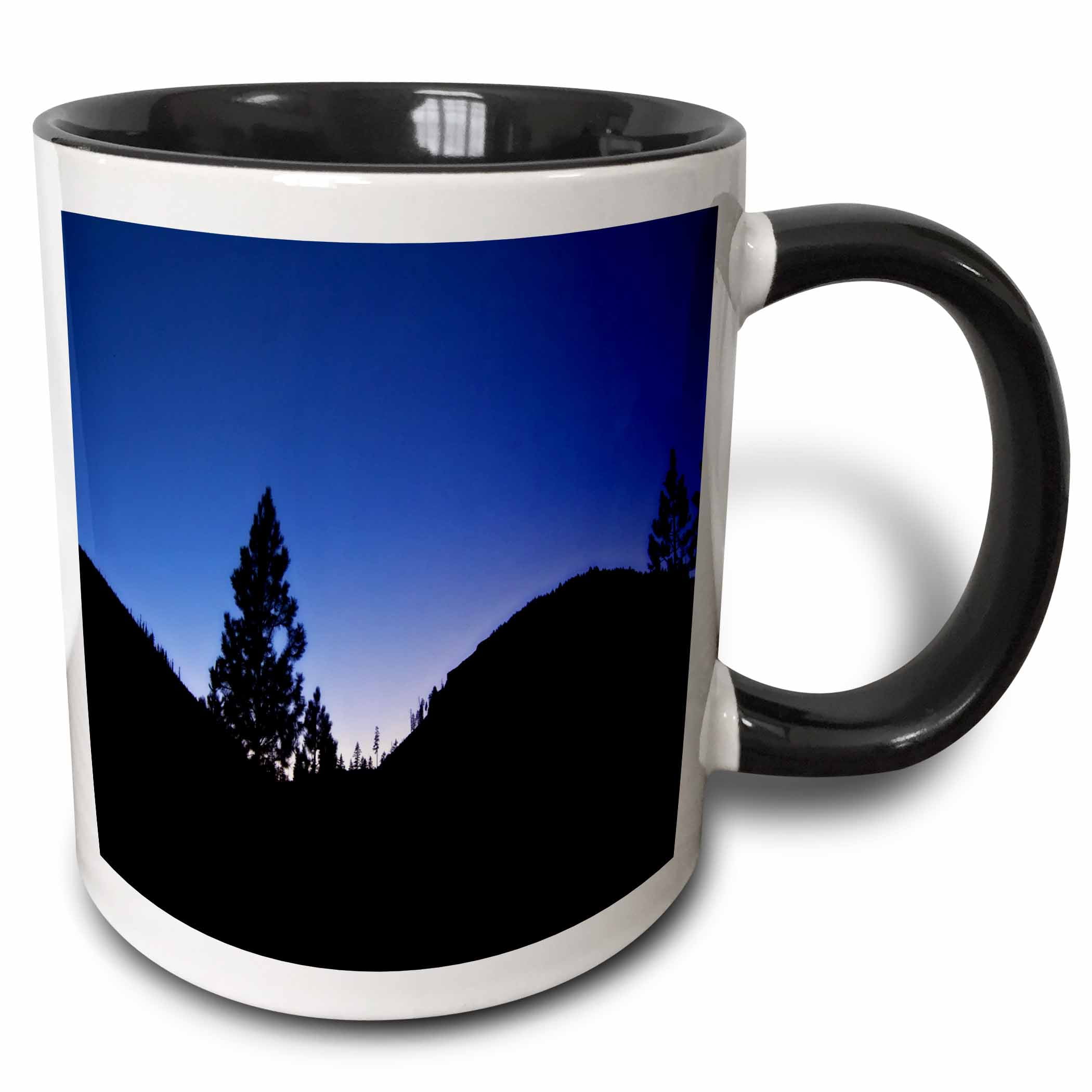 Photograph Of A Dark Mountain Outline With A Pine Tree 15oz Two-Tone ...