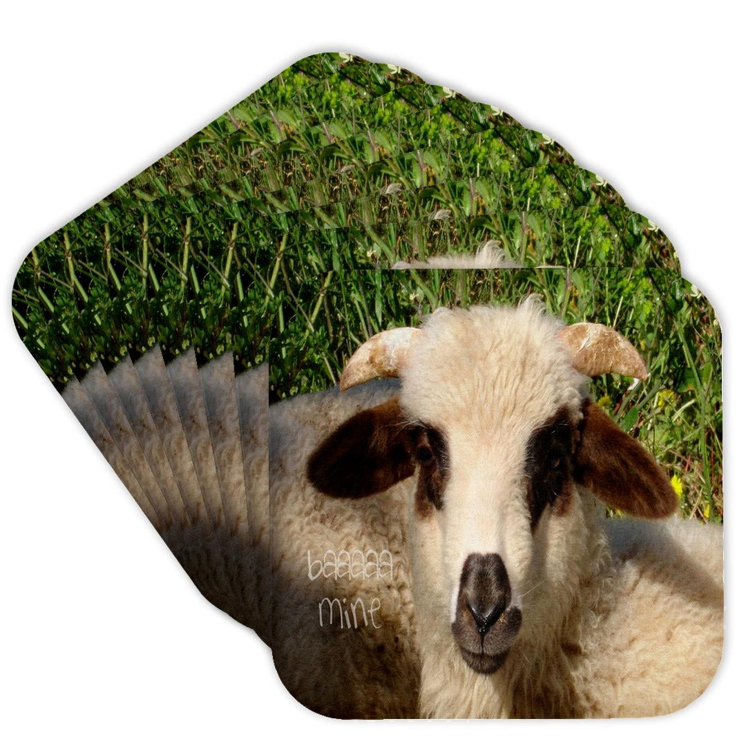 3drose, Photograph of a Ewe with the Text Baaa Mine, Set of 8 Coasters ...