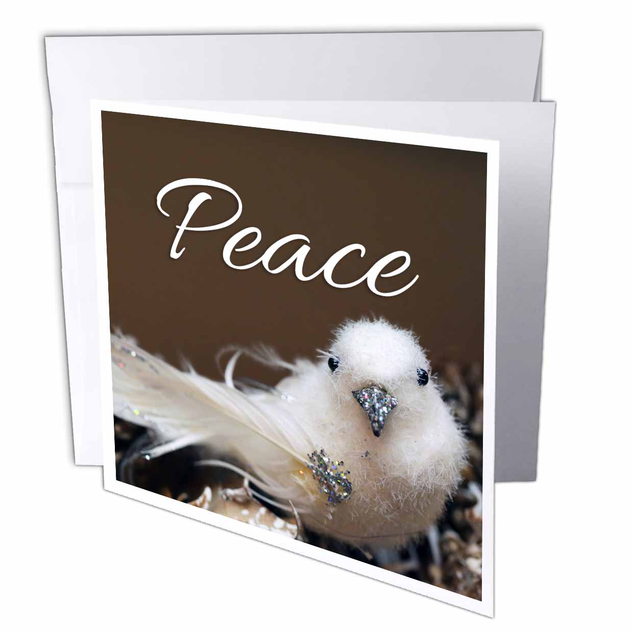 3dRose, Photograph of a white, sparkly dove ornament on garland. Peace ...