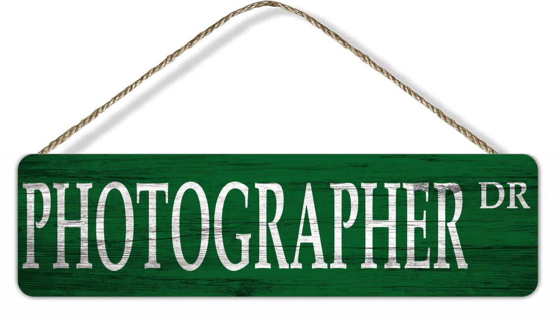 Photographer Street Signs Wooden Hanging Sign Plaque With Rope Wall ...