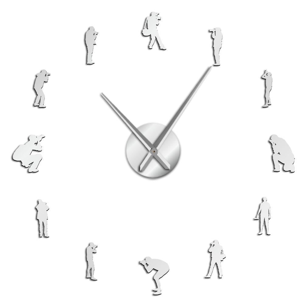 Photographers Silhouette Frameless Wall Clock Stickers, DIY Modern ...