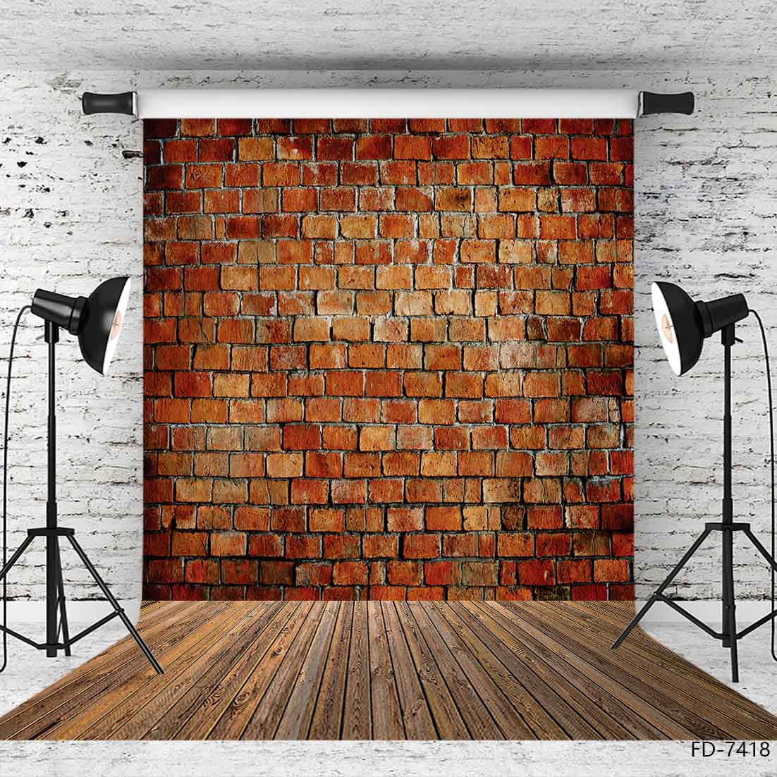 Photographic Backdrops Brown Brick Wall Wooden Floor Customized ...
