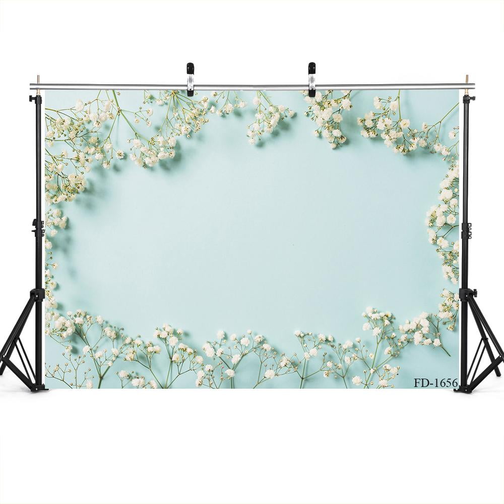 Photographic Background Light Blue Plank Flowers Vinyl Cloth Backdrops ...