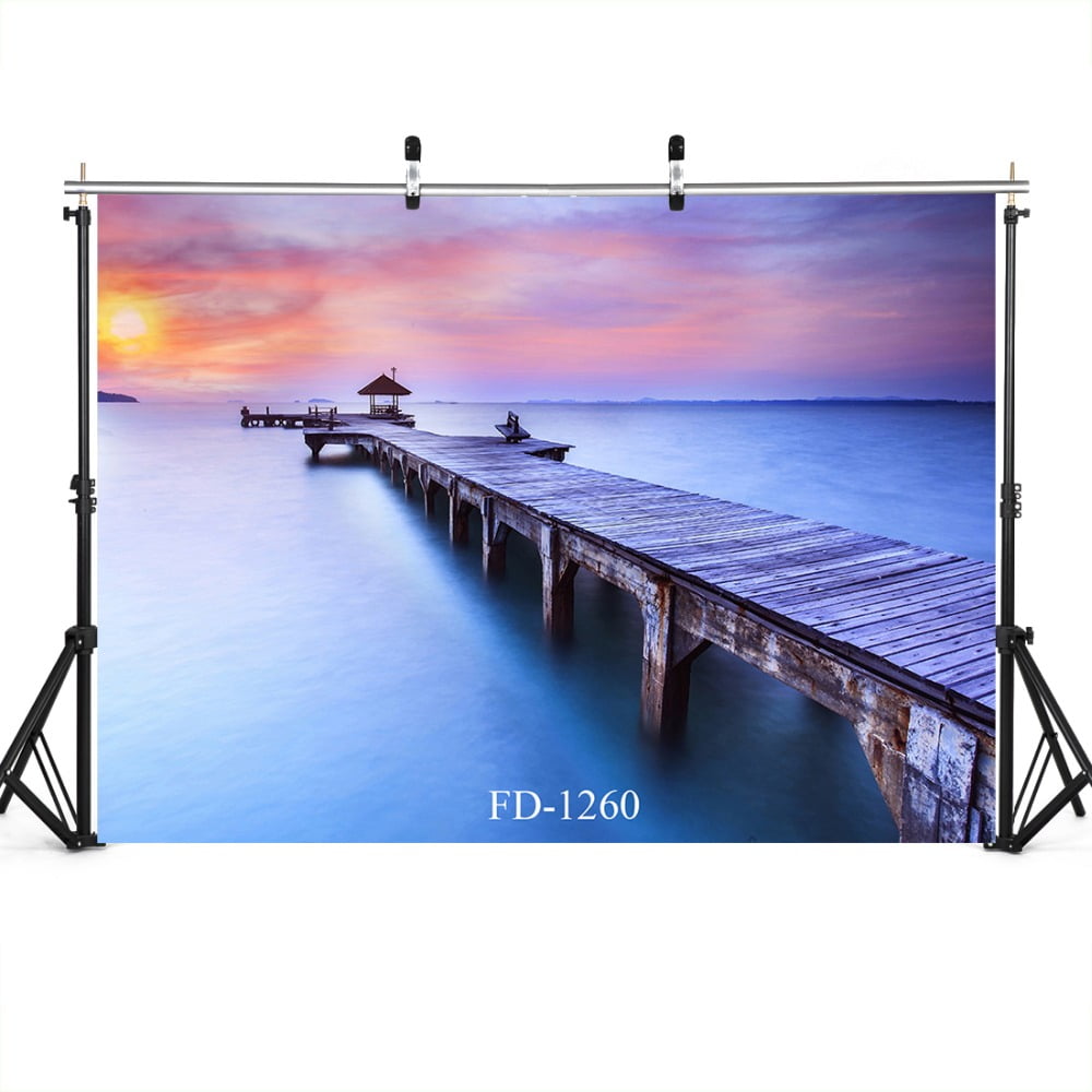 Photographic Background Seaside Long Pier Sunset Scenic Vinyl Cloth ...