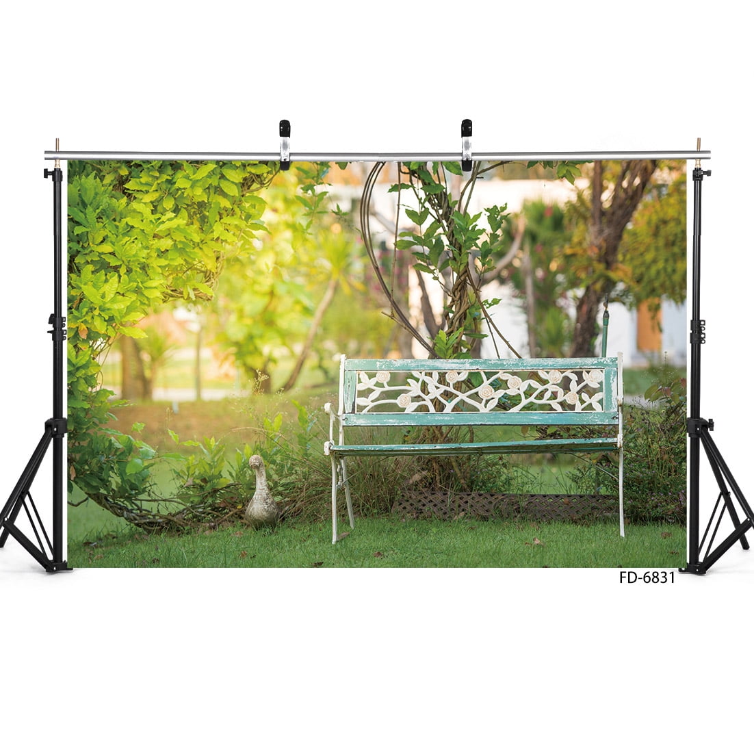 Photographic Backgrounds Spring Garden Old Green Bench Vinyl Photoph ...