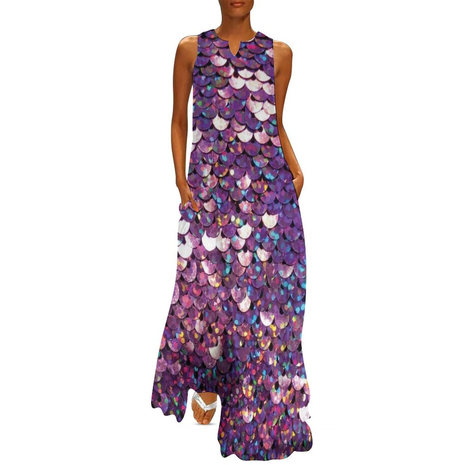 Photographic Image of Purple Sequins Long Dress wom's summer clothing02 ...