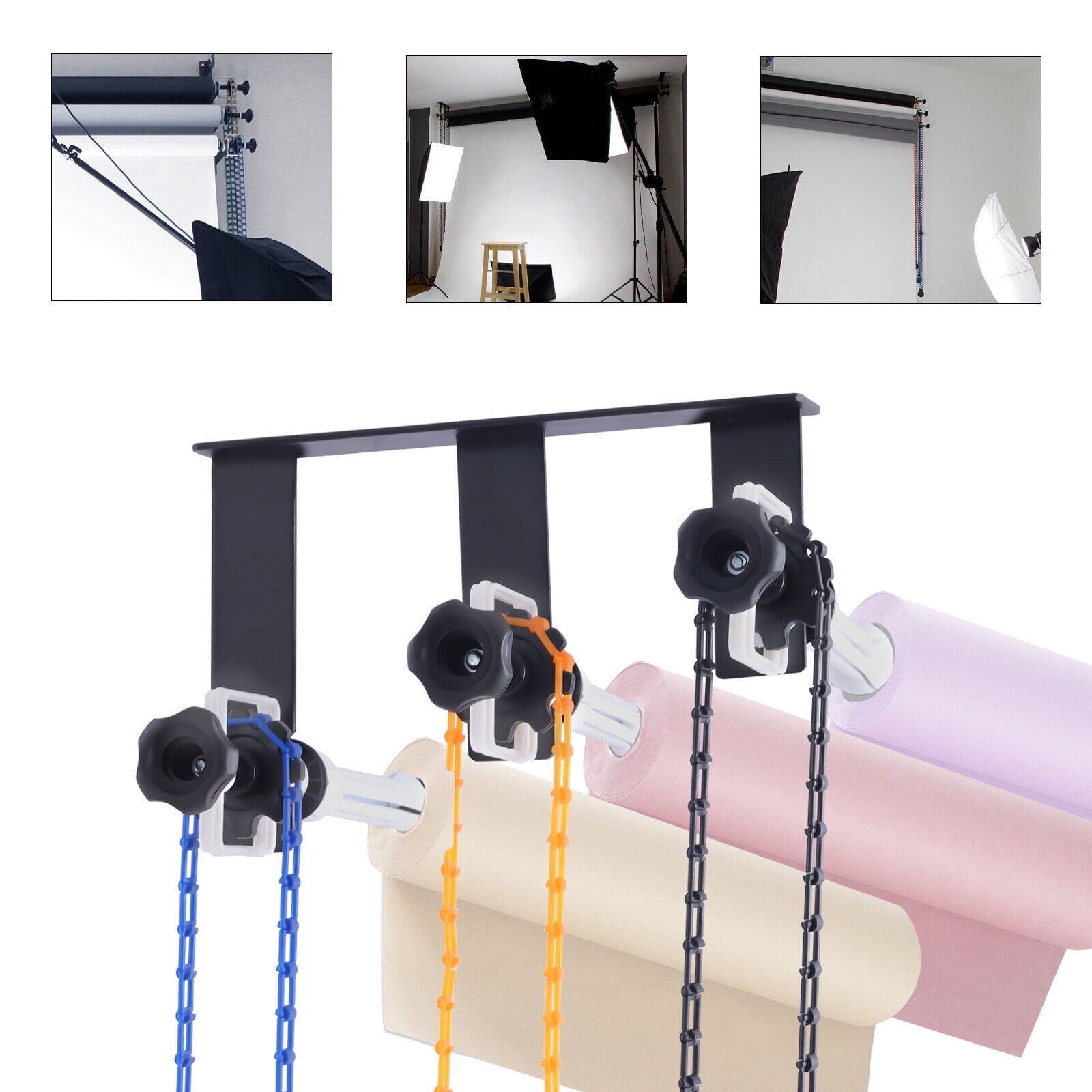 Photography 3 Roller Backdrop Wall Mount Manual Background Roller ...
