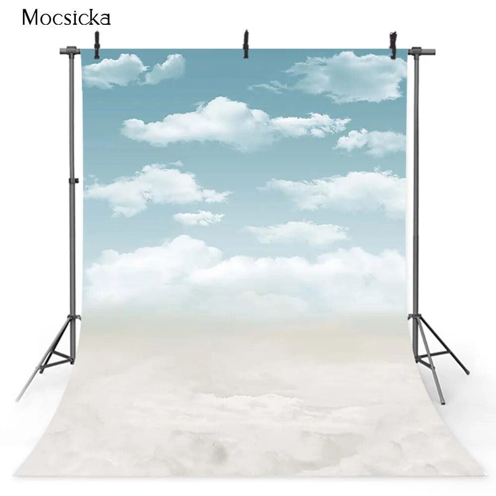 Photography Backdrop Blue Sky and White Clouds Newborn Kids Portrait ...