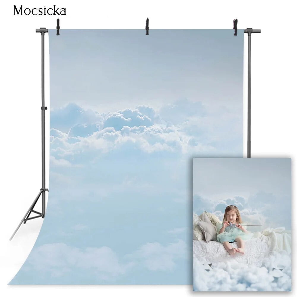 Photography Backdrop Blue Sky and White Clouds Newborn Kids Portrait ...