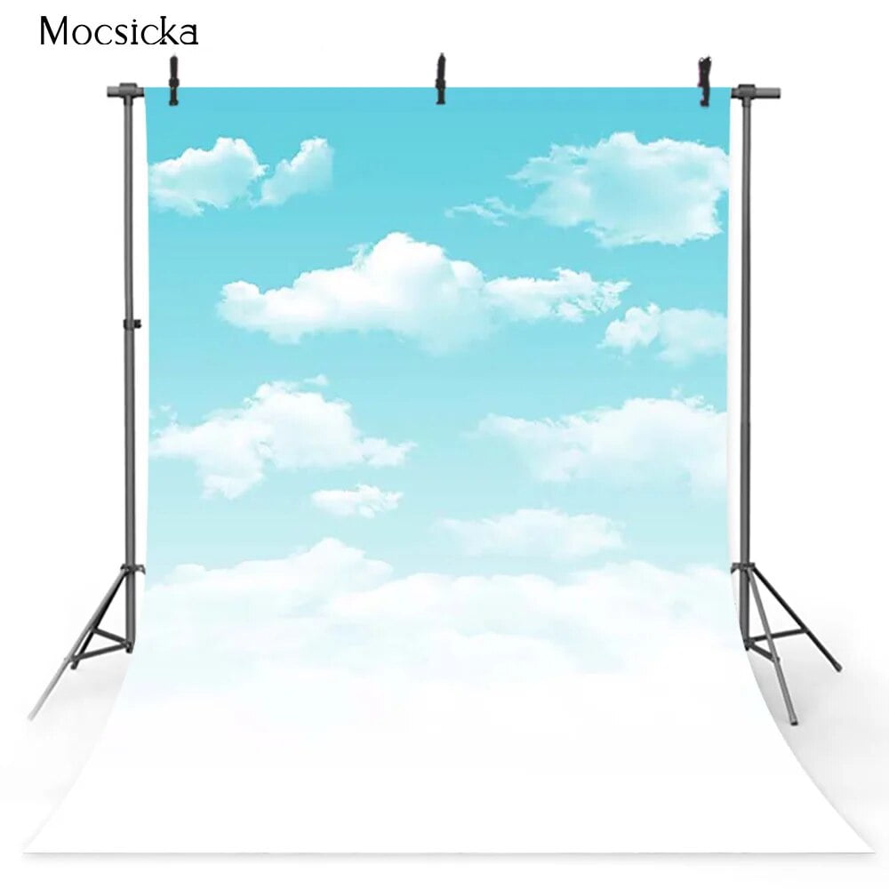 Photography Backdrop Blue Sky and White Clouds Newborn Kids Portrait ...