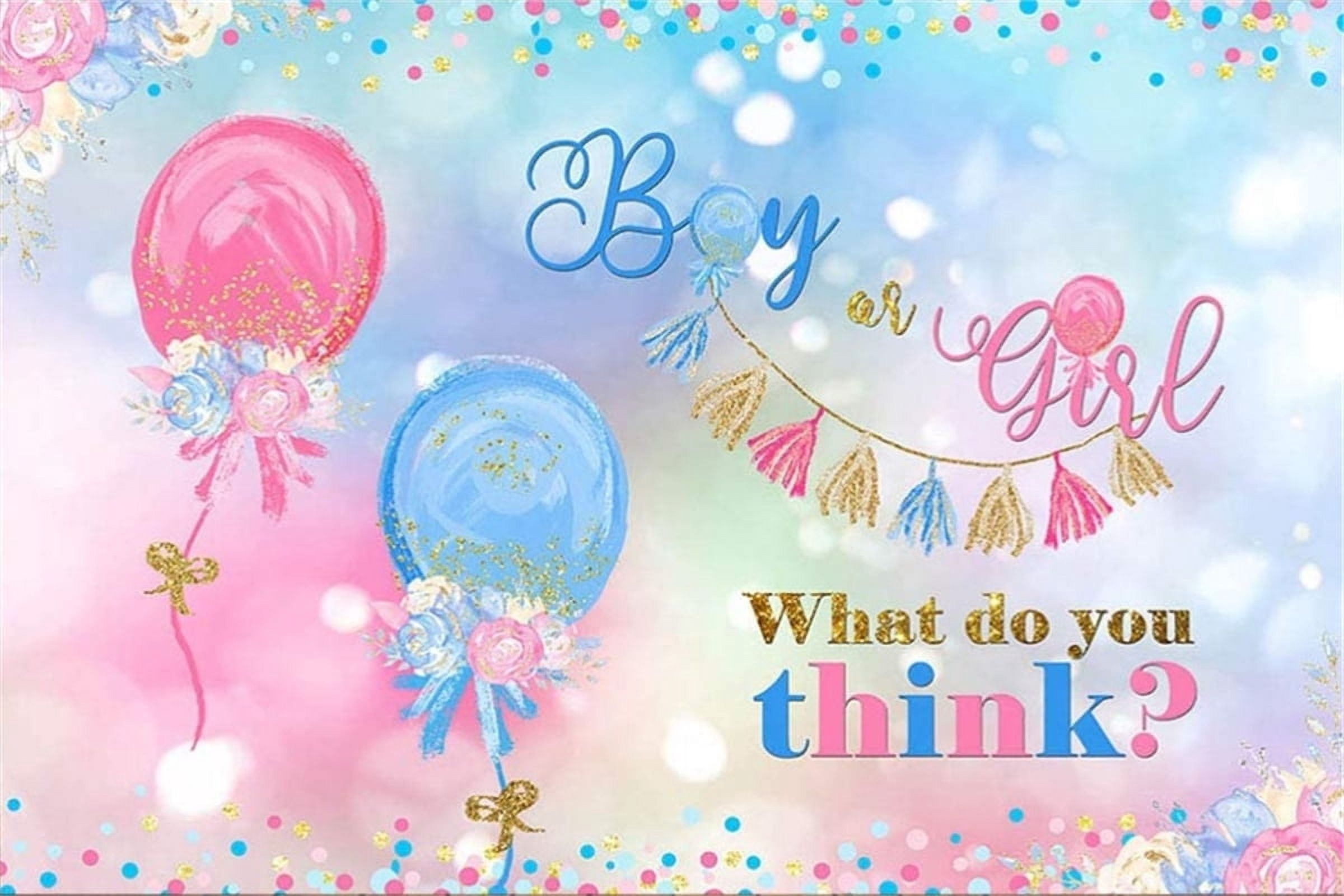 Photography Backdrop Boy Or Girl Gender Reveal White Marble Pink Flowes ...