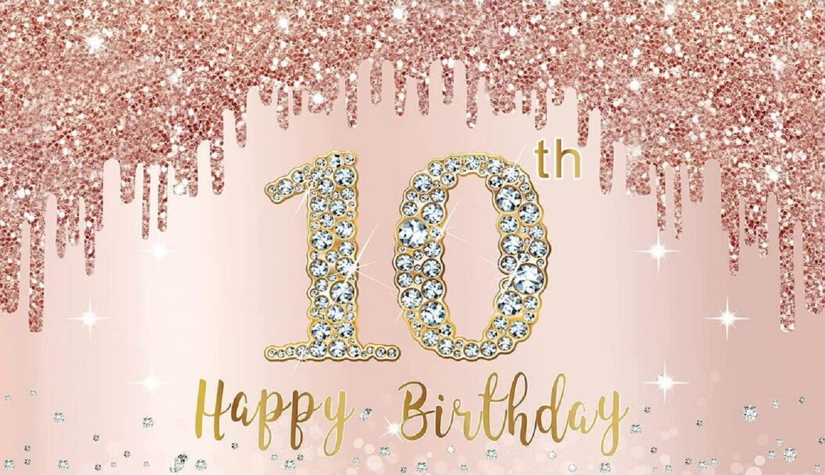 Photography Backdrop For Rose Gold 10 Year Old 10th Ten Birthday Party ...