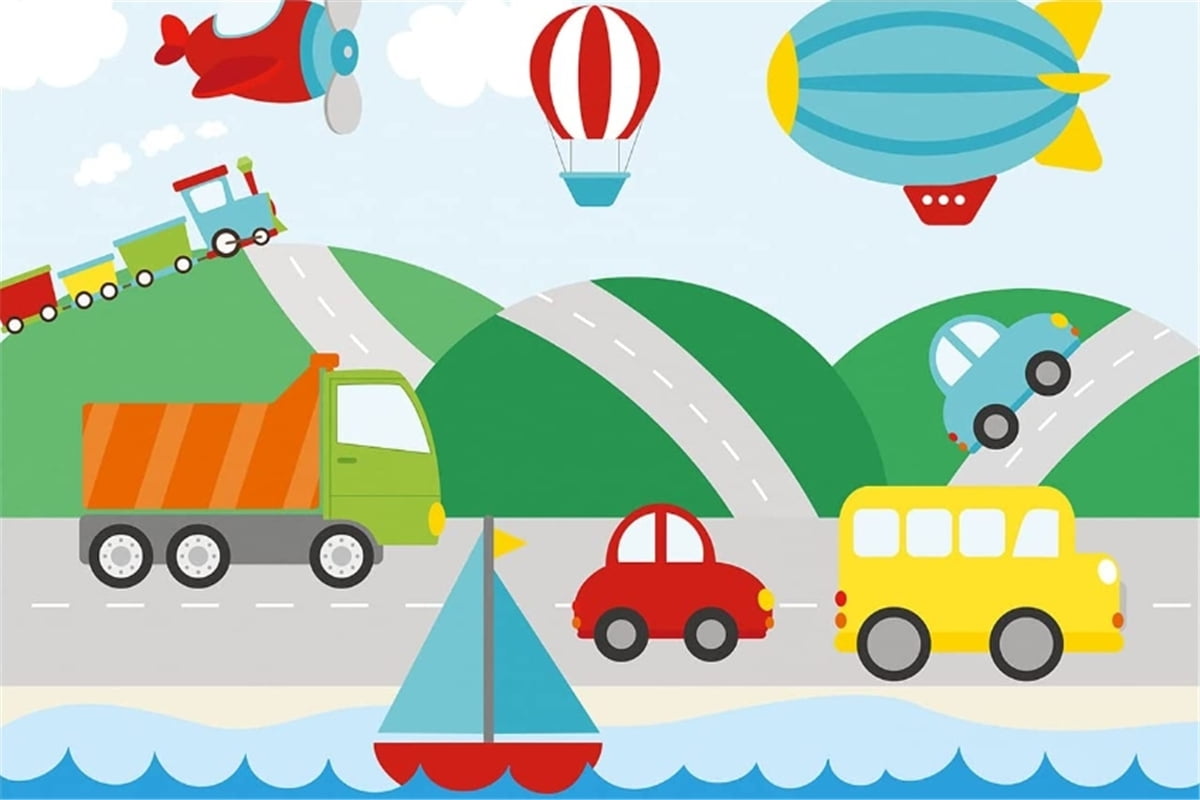 Photography Backdrop For Transportation Kids 2nd Birthday Party ...
