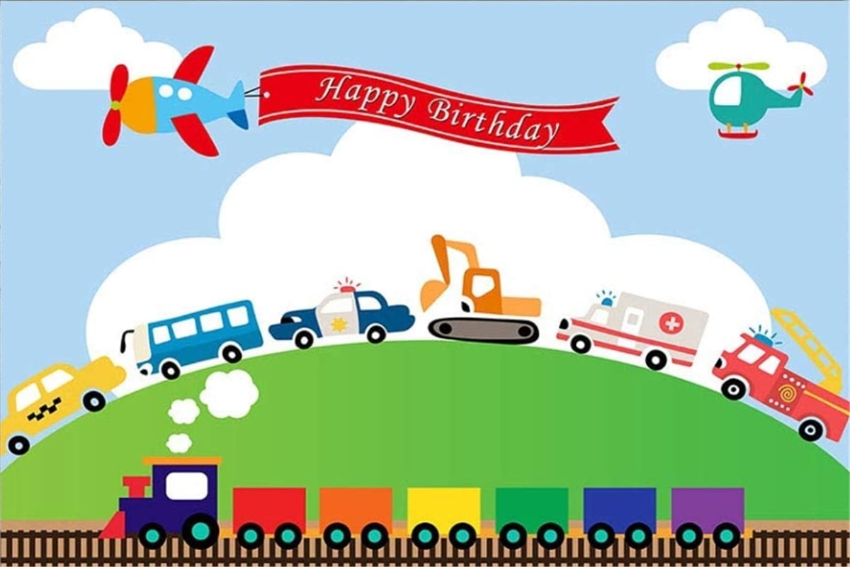 Photography Backdrop For Transportation Kids 2nd Birthday Party ...