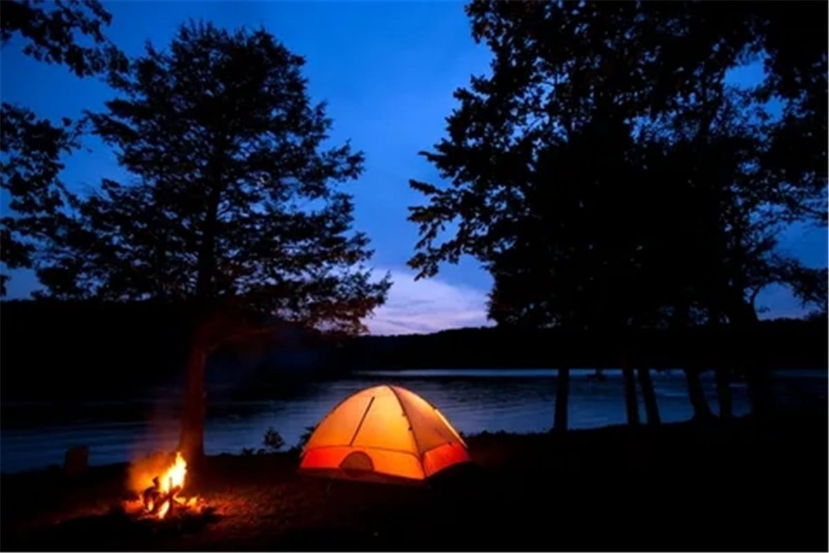 Photography Backdrop Forest Night Scene Camping Tent Campfire Party ...