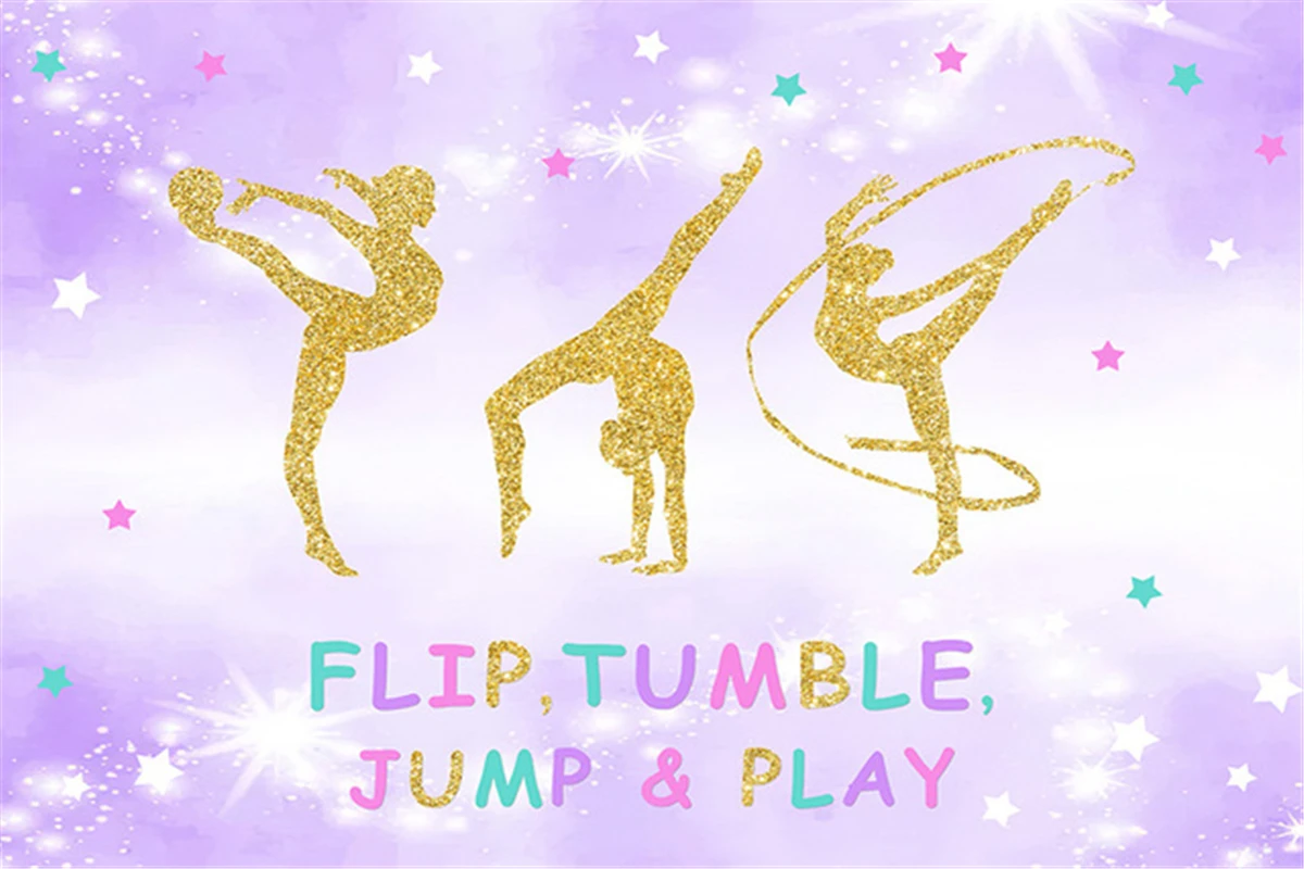 Photography Backdrop Gymnastics Birthday Gymnast Tumbling Flip Jump ...