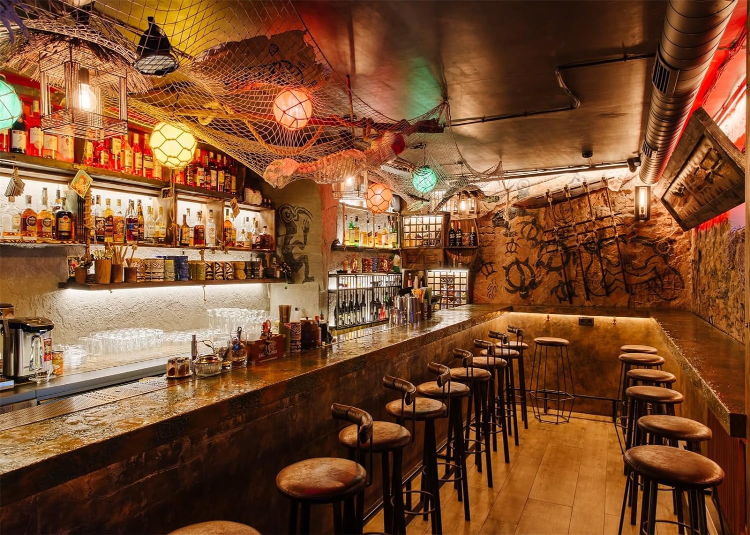 Photography Backdrop Interior Bar Counter Stools Whisky Bottles Drinks ...