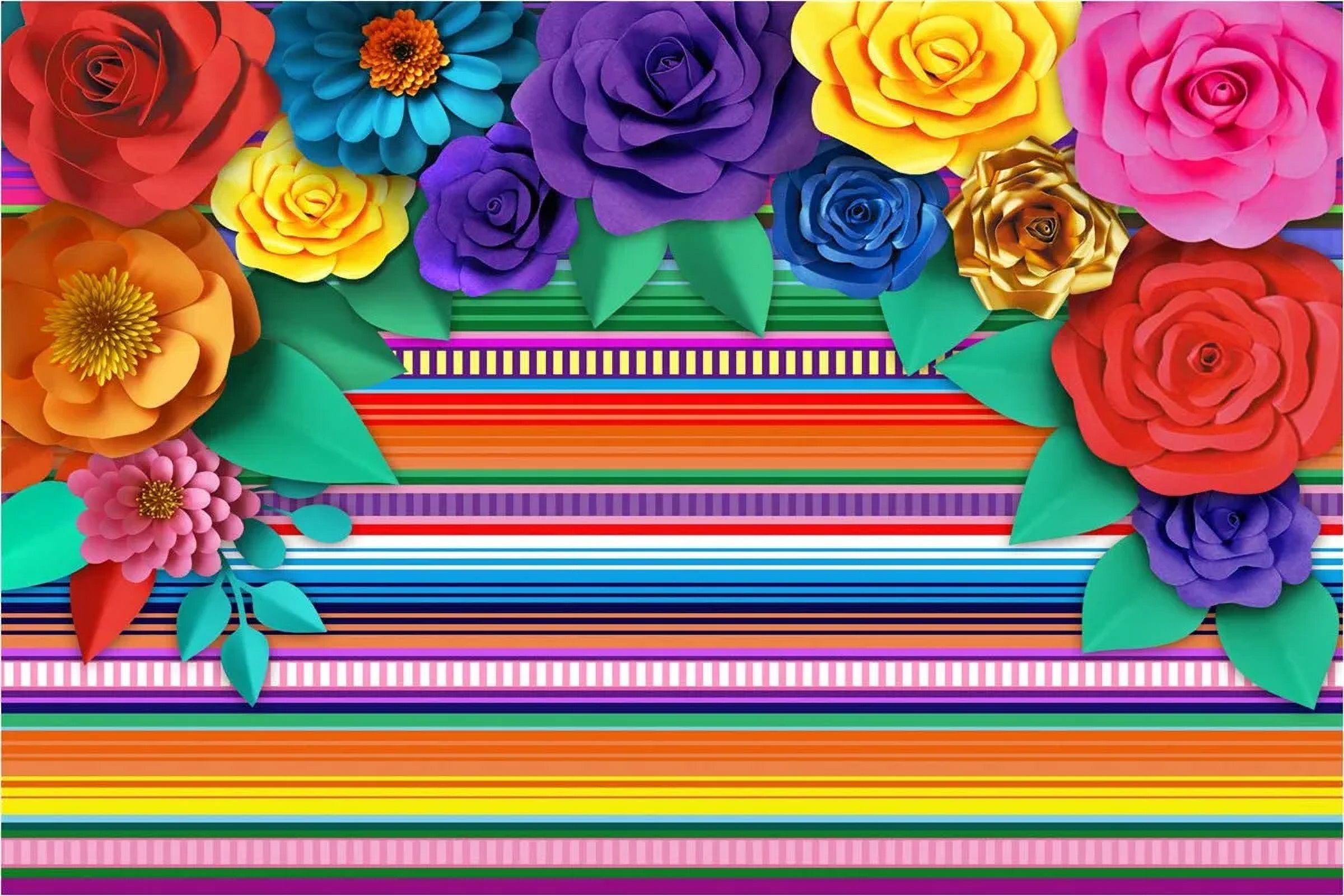 Photography Backdrop Mexican Fiesta Flowers Background Drop Cinco De ...