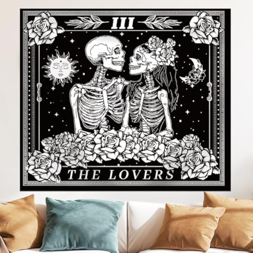 Photography Backdrop Skull Lovers Background Cloth Tapestry Black and ...