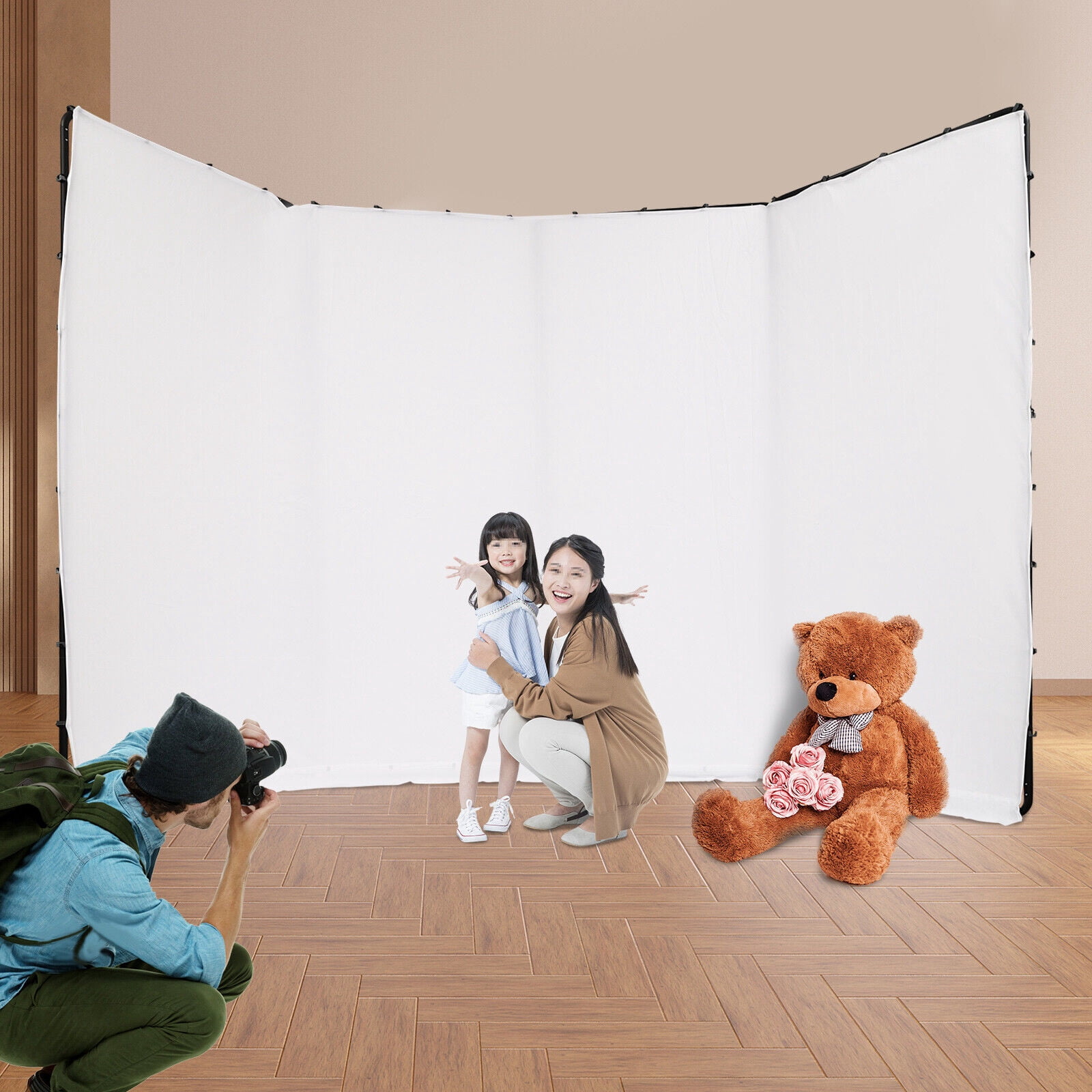 Photography Backdrop Stand+White Cloth Kit for Photo Studio Background ...