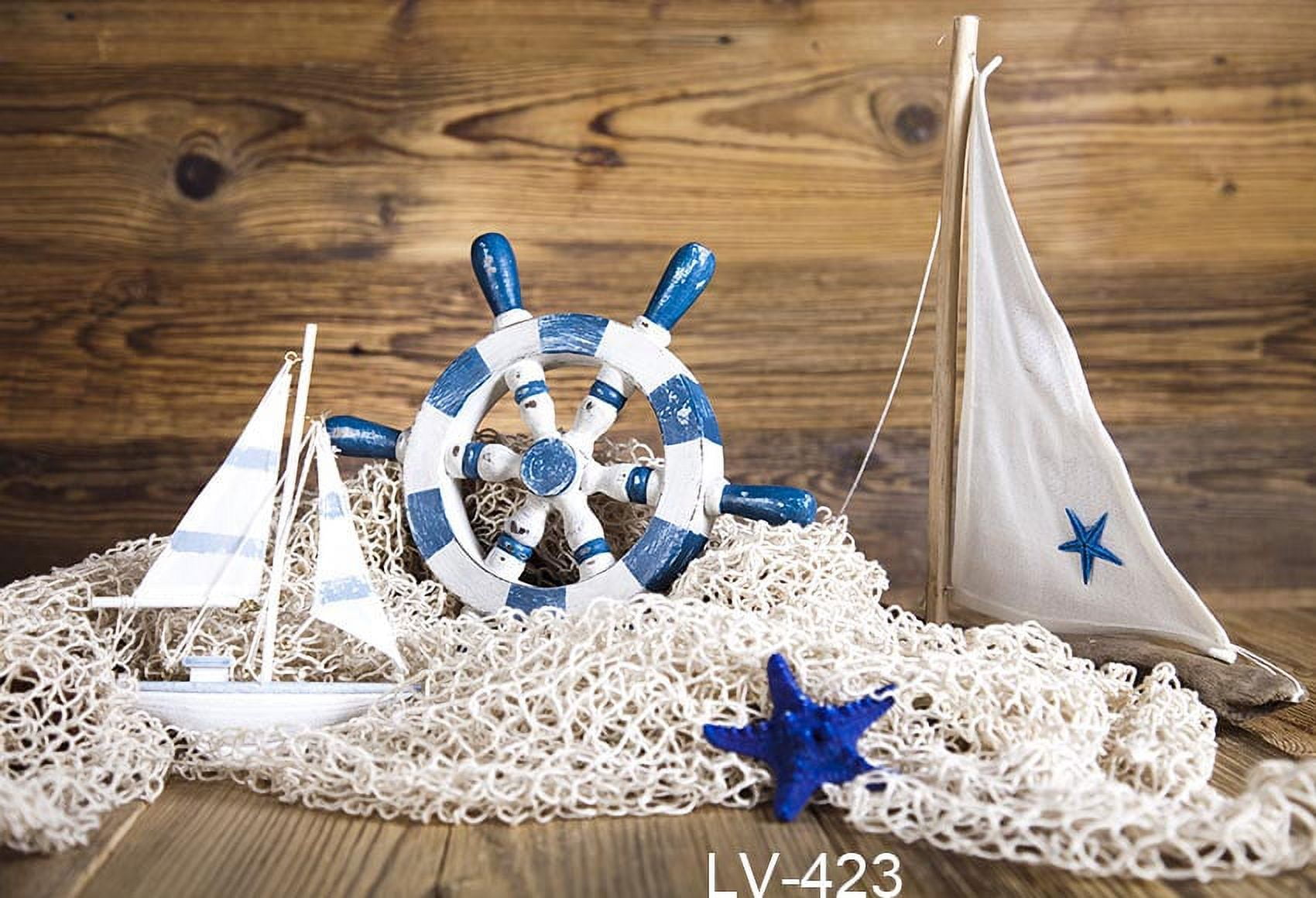 Photography Backdrop Summer Holiday Sea Beach Star Fishing net Wood ...