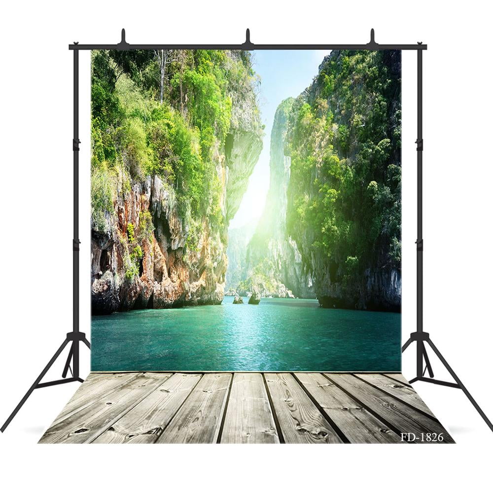 Photography Backdrops Photocall Scenic Waterfall Wooden Floor Vinyl ...