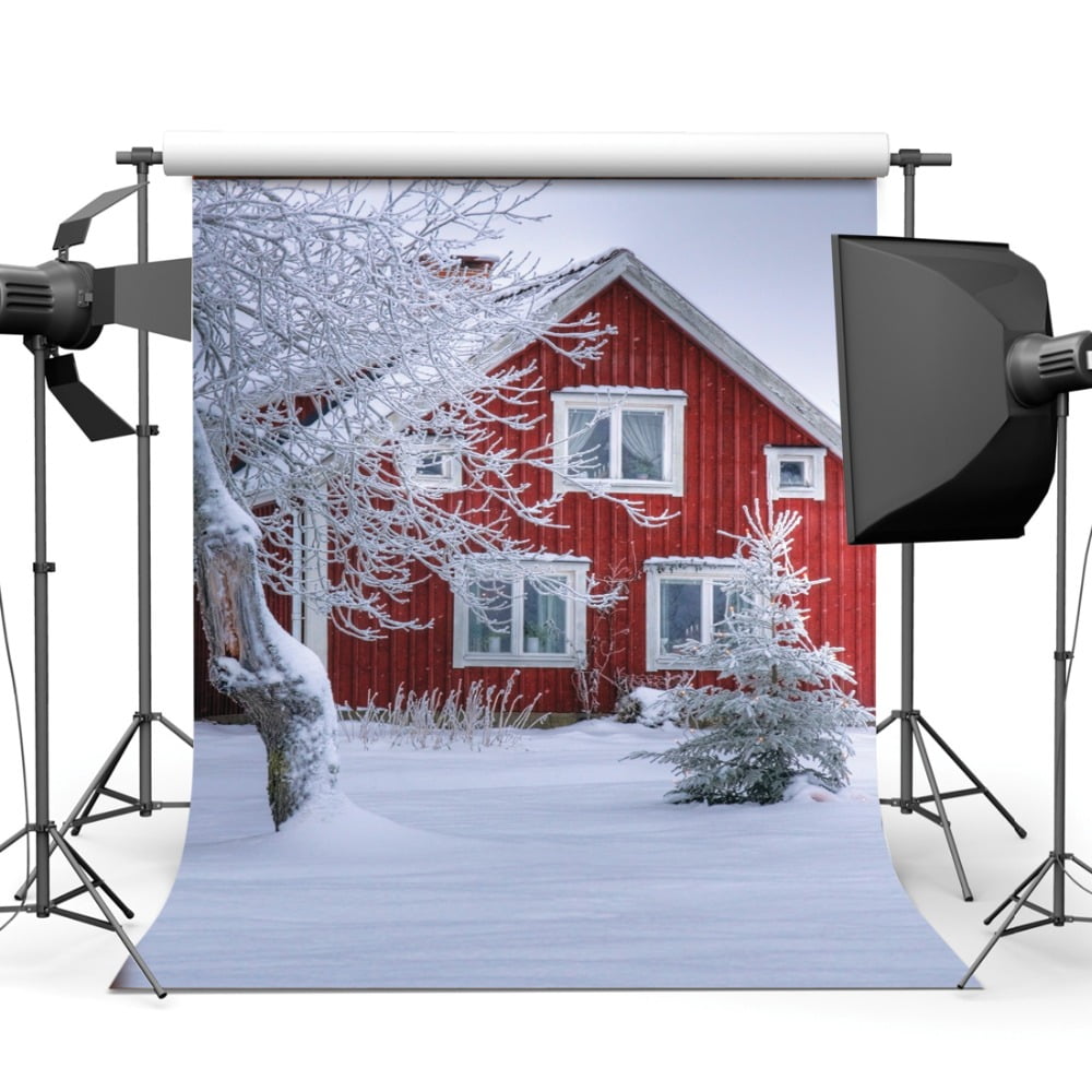 Photography Backdrops Red House Snow World Backgrounds for Photo Studio ...