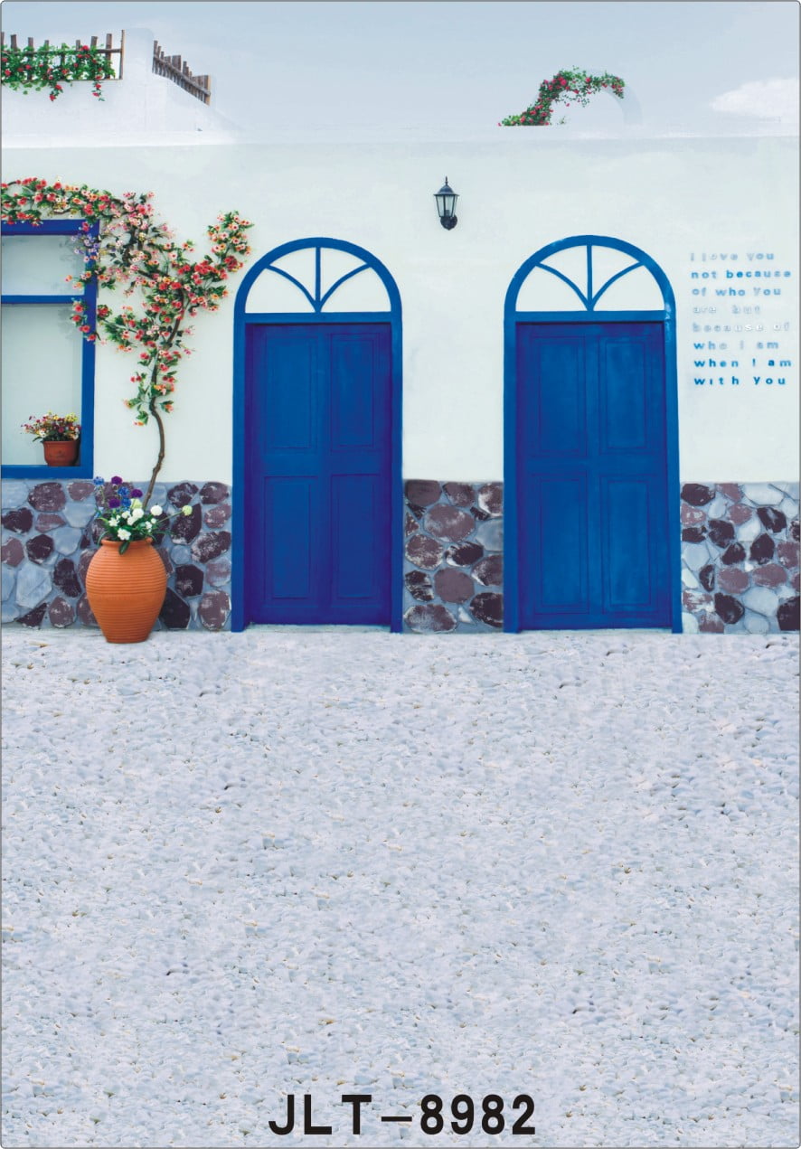 Photography Backdrops Vinyl Cloth Backgrounds Outdoor Courtyard Blue ...