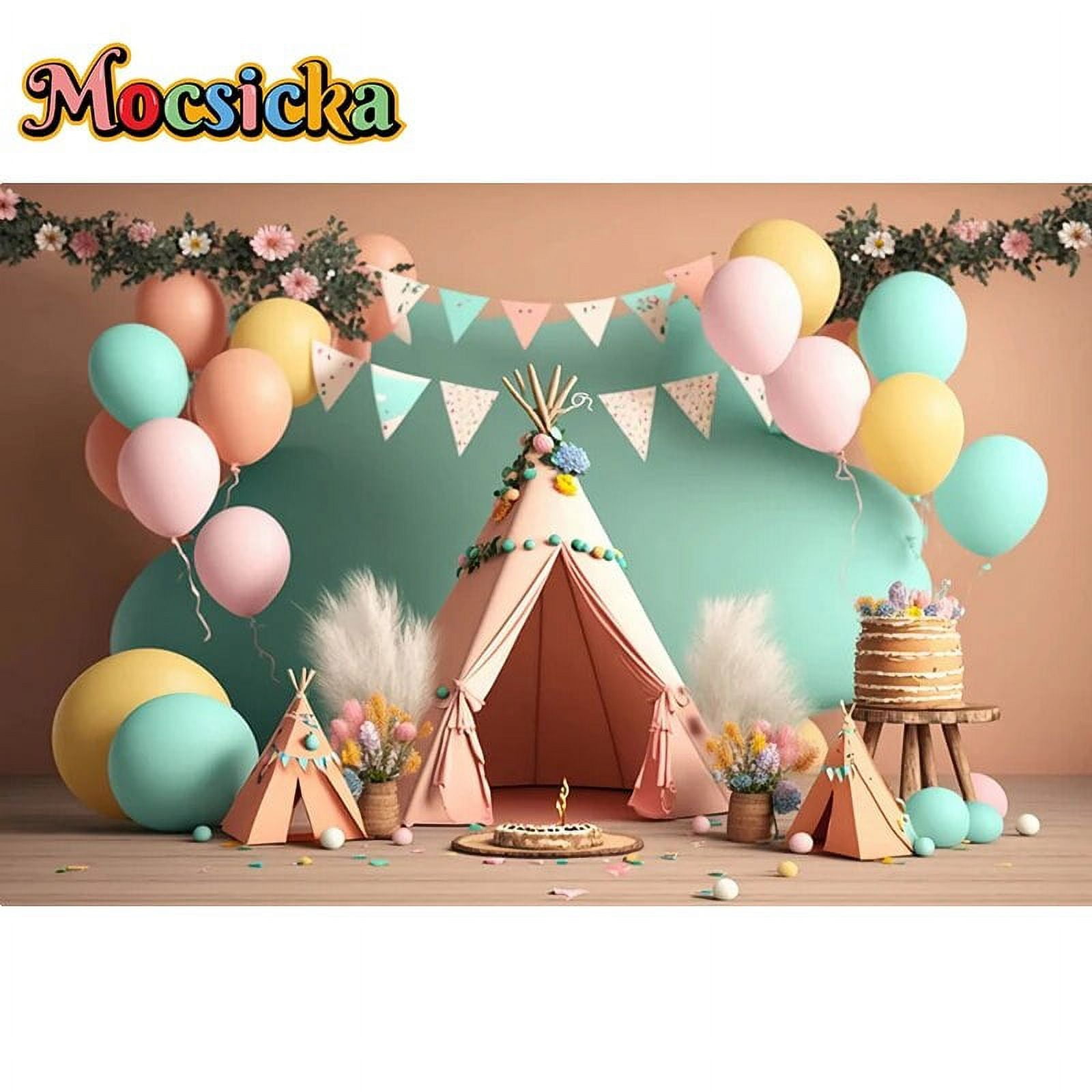 Photography Background 3D Colorful Balloon Decor Birthday Party Cake ...