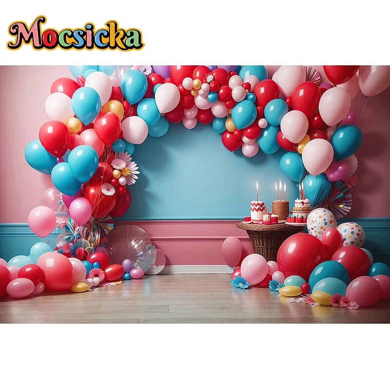 Photography Background 3D Colorful Balloon Decor Birthday Party Cake ...