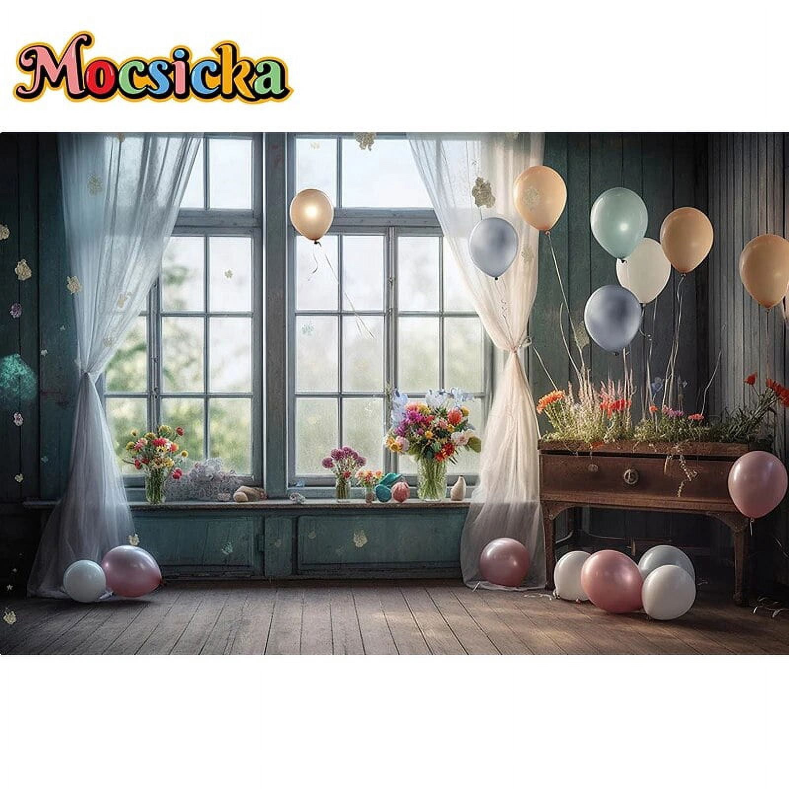 Photography Background 3D Colorful Balloon Decor Birthday Party Cake ...