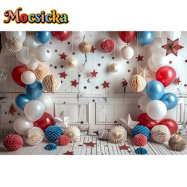 Photography Background 4th of July Independence Balloons Kids Birthday ...