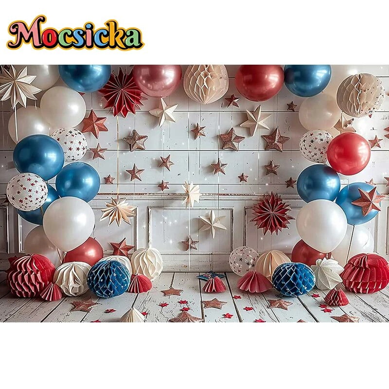 Photography Background 4th of July Independence Balloons Kids Birthday ...