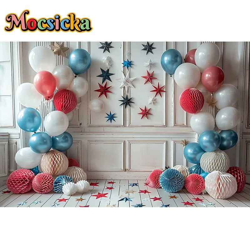 Photography Background 4th of July Independence Balloons Kids Birthday ...