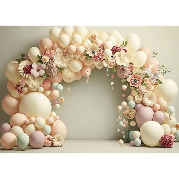 Photography Background Arch Balloon Flower Girl Princess Birthday Party ...