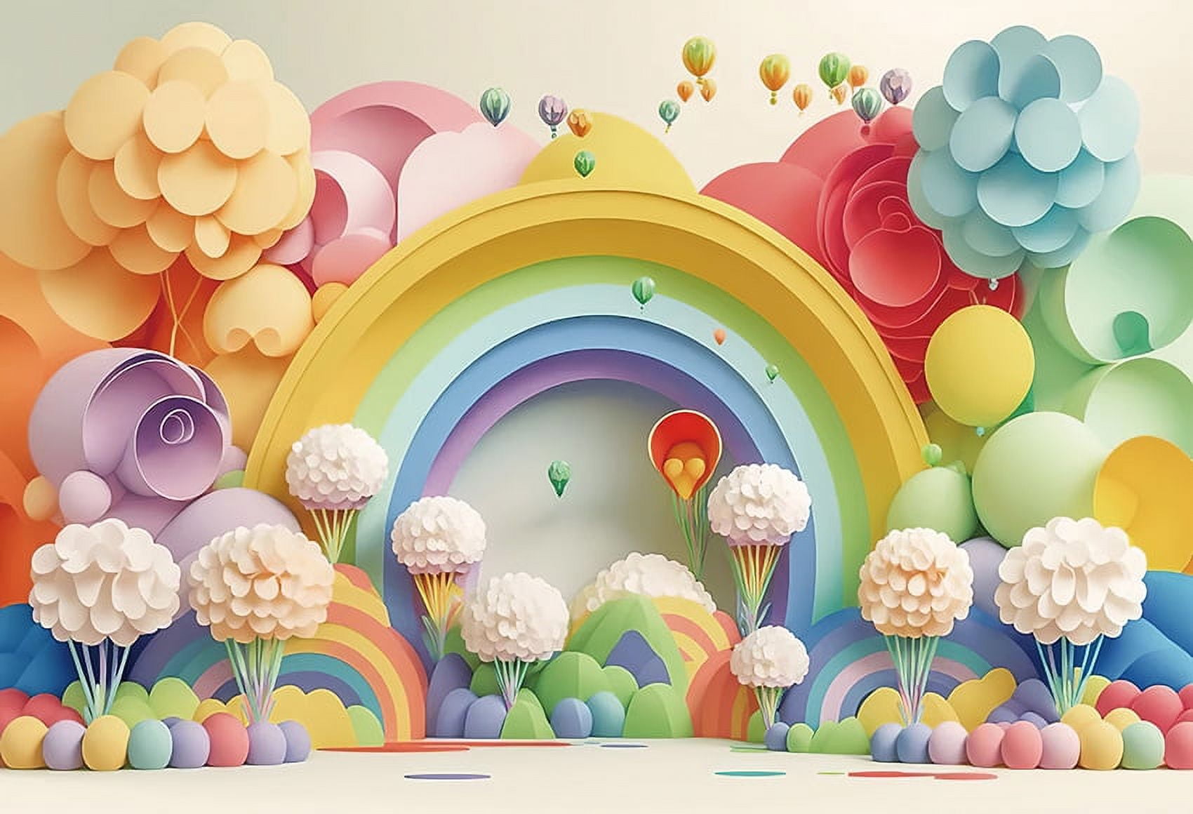 Photography Background Arch Balloon Flower Girl Princess Birthday Party ...